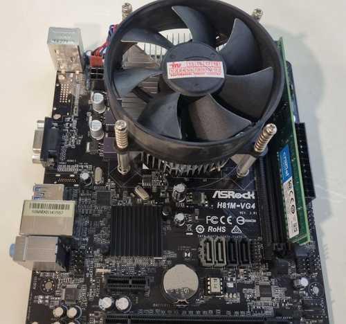 Материнская плата Asrock H81M-VG4. i3-4170. 4gb