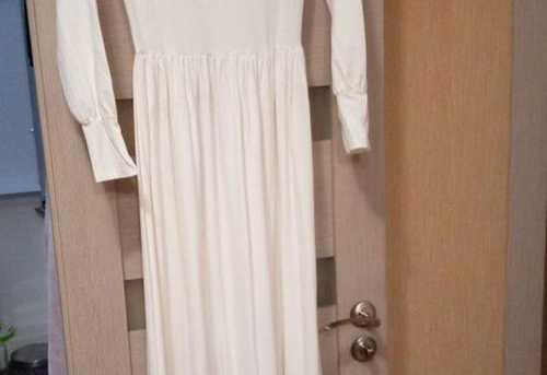 Платье трикотажное женское длинное белое