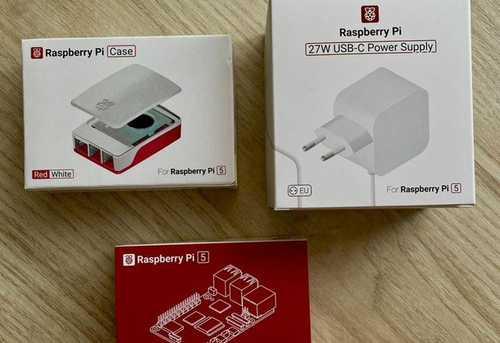 Raspberry pi 5 + кейс + адаптер
