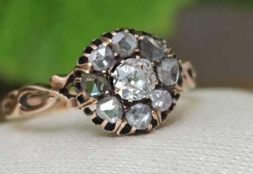 Золотое кольцо 56пр.малинка бриллиант 0.4ct алмазы