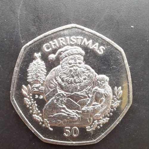 50 пенсов Гибралтар Рождество 1999 редкая