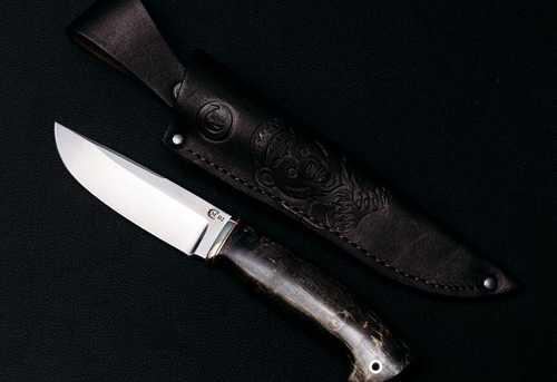 Нож Соболь - сталь D2, литье мельхиор, береза
