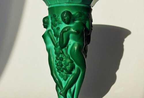 Антикварная ваза Hoffman. Малахитовое стекло
