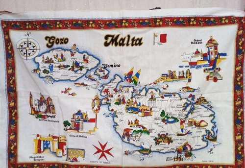 Салфетка хлопок 88*58см. Мальта карта государства