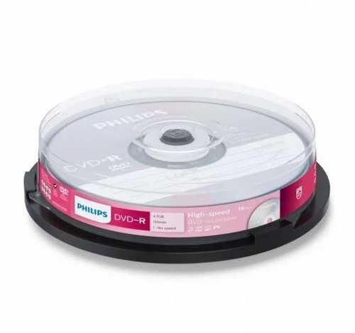 Оптический диск philips DVD-R 16x cake (по10)