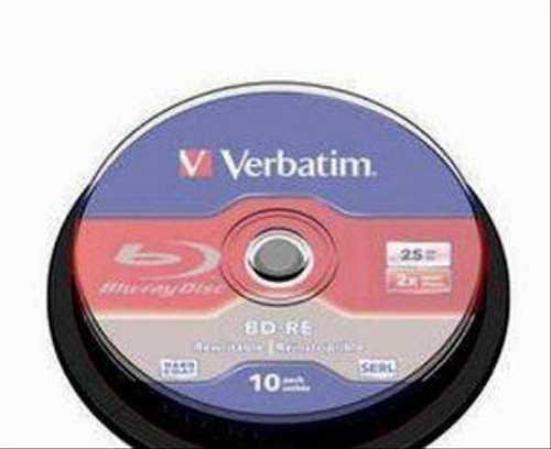 Диски Blu-ray BD-RE Verbatim 25Gb 10шт cake 43694