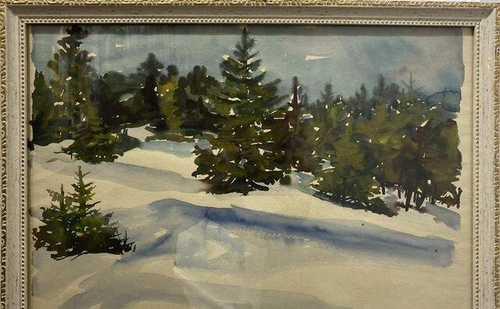 Картина "Снежный лес" Басов Я.А