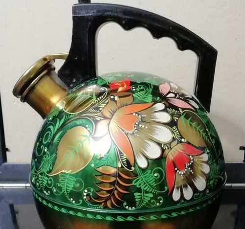 Чайник со свистком. Хохломская роспись.СССР