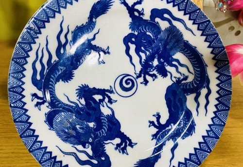 Тарелки десерт 6 шт, «Голубой дракон», Япония, 60е