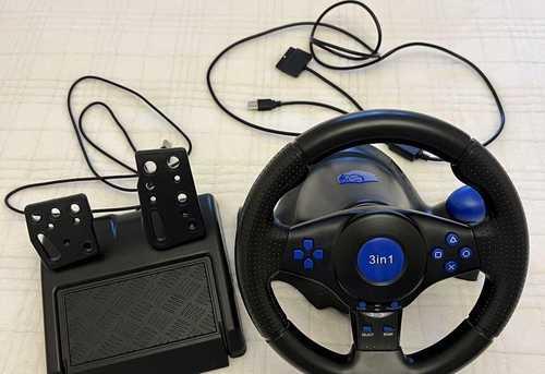 Игровой руль с педалями 3в1 Vibration Steering whe