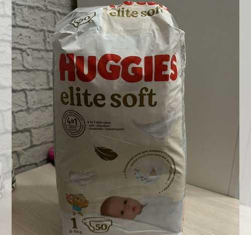 Подгузники Huggies Elite soft 1 3-5 кг 50 шт