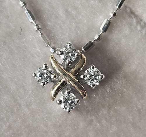 Золотое колье Э П Л с бриллиантами 0.28ct