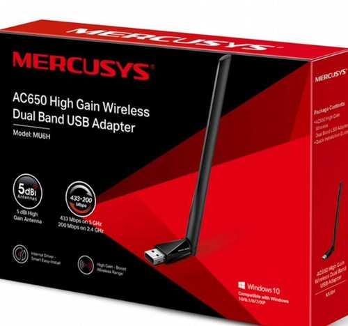 Двухдиапазонный Wi-Fi USB адаптер Mercusys MU6H AC