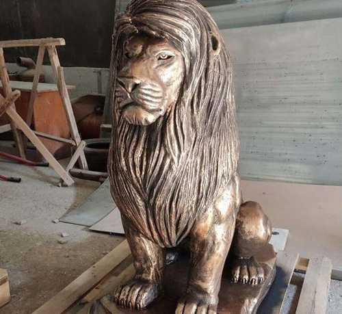 Скульптура льва под бронзу