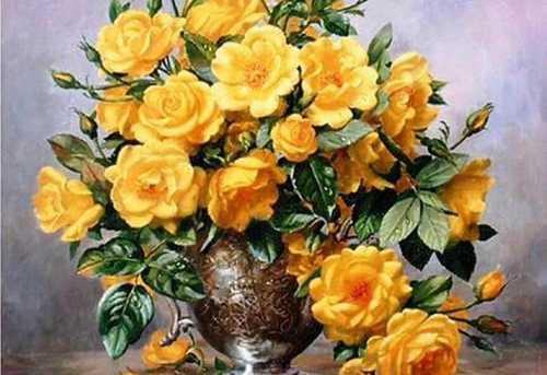 Картина по номерам 40x50 Букет сочно-желтых роз