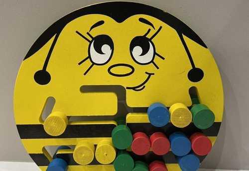 Развивающая деревянная игрушка, игра пчелка