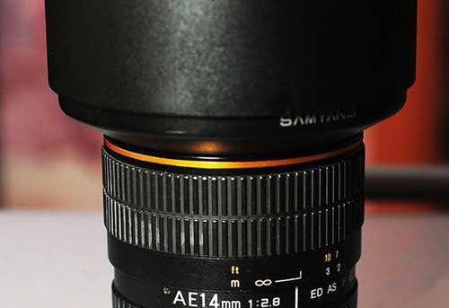 Фотообъектив samyang AE 14 mm 1 : 2.8 для Nikon