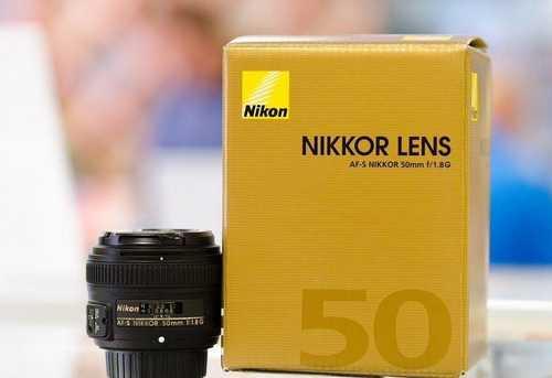 Nikon AF-S (50mm f/1.8G+Бленда+Фильтр) +Коробка+