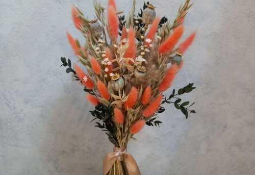 Букет из Лагуруса кораллового цвета Сухоцветы