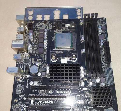 AM3+ ASRock 970M Pro3 + 4х ядерный FX-4350