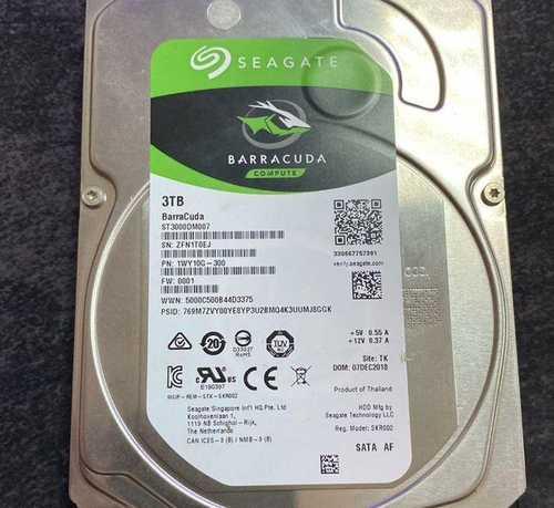 Жесткий диск Seagate BarraCuda 3Tb ST3000DM007