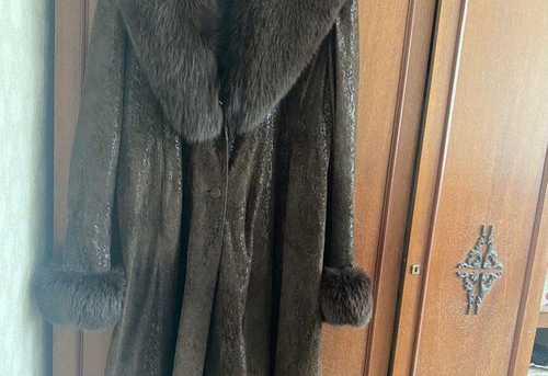 Кожаное женское пальто 52 54 размера