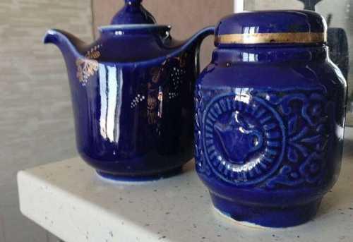 Чайный комплект синий фарфор cobalt раритет