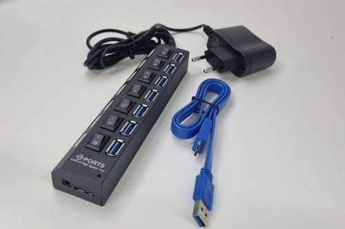 Usb 3.0 hub 7 портов с дополнительным питанием