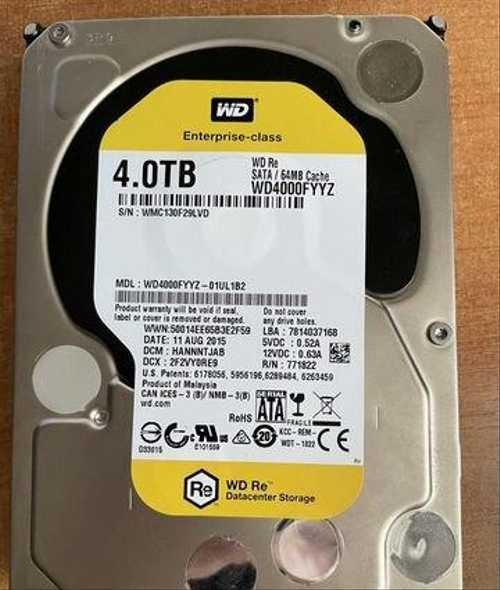 Жесткий диск HDD 3.5" WD RE 4TB Тревожный