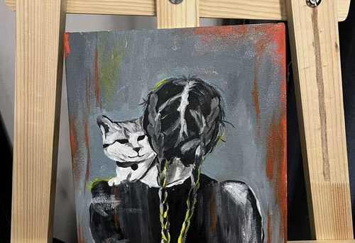 Картина «Девочка с котенком»