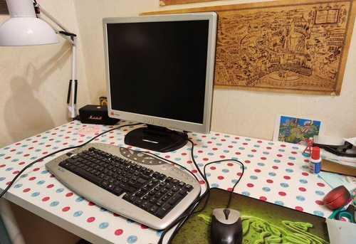 Старый компьютер (монитор, блок, клавиатура, мышь)