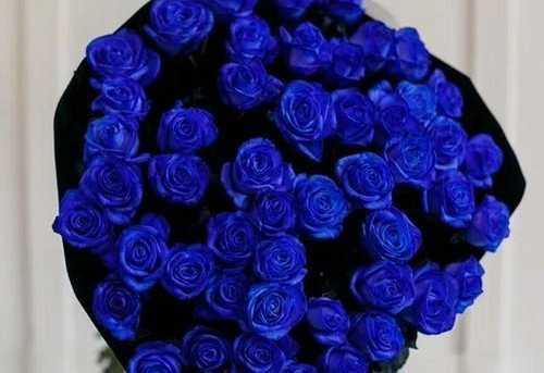 Букет синих роз в оформлении синие розы