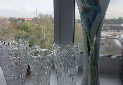 Вазы хрустальные СССР, стеклянные вазы