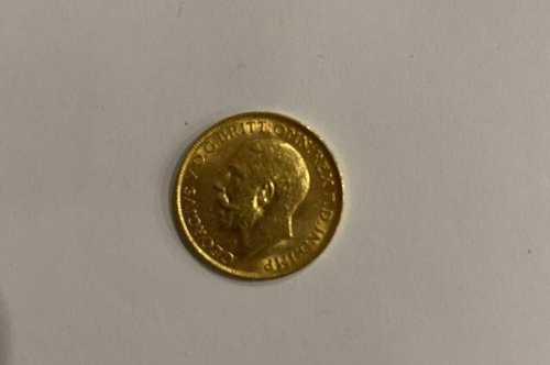 Золотая монета Соверен Великобретания 1913 г