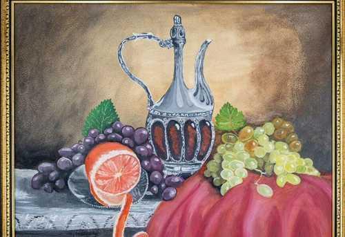 Картина маслом "Кувшин и фрукты" 40*50 см