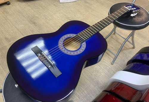 Гитара классическая синяя с нейлоновыми струнами