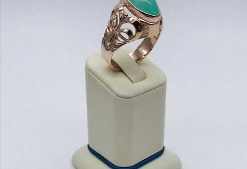 Золотое кольцо с природным нефритом, СССР, 583 пр