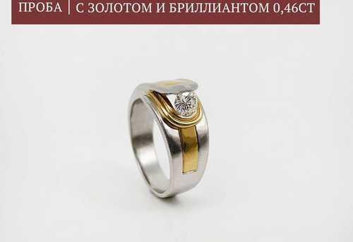 Платиновое кольцо с золотом и бриллиантом 0,46Ct