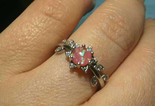 Кольцо с розовым опалом серебро 925