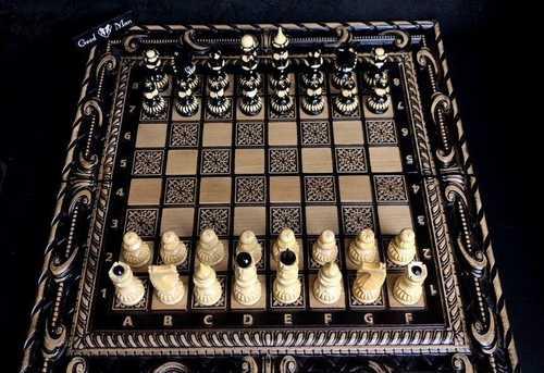 Резные шахматы нарды 2в1 (Бук, 58х58 см)