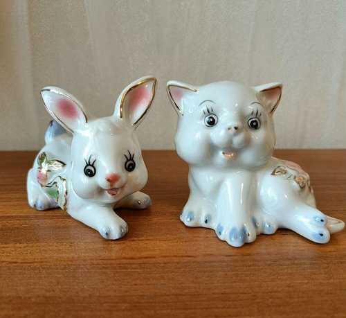 Декоративные фигурки Кролик и котенок