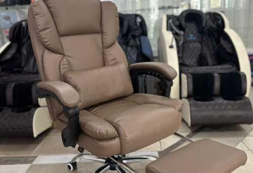 Кресло кожаное с подставкой для ног