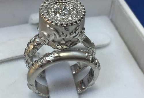 Золотое обручальное кольцо с бриллиантами каррера