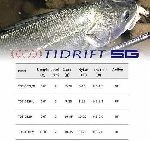 Major Craft tidrift 5G TD5-962M Seabass Game Custom