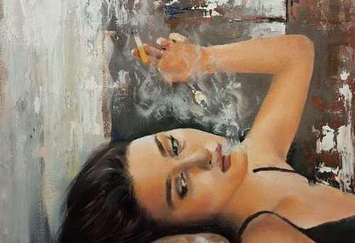 Картина маслом Девушка с сигаретой