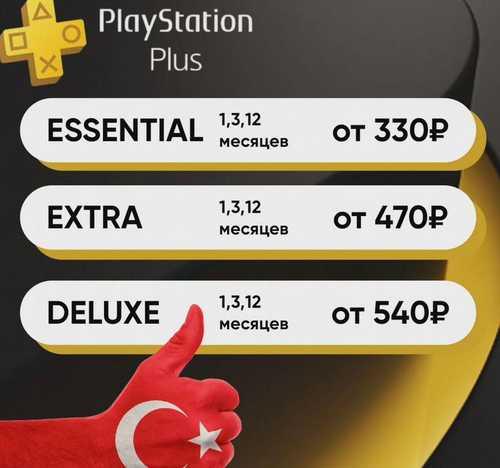 Подписка PS Plus Deluxe на 1, 3, 12 мес. PS4/PS5