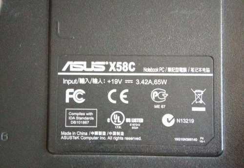 Ноутбук asus X58C на разбор