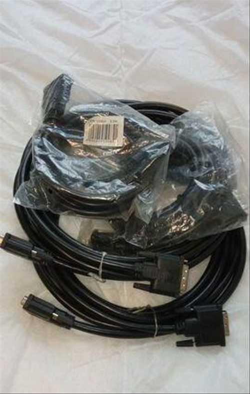 DVI-I) - (DVI-I) кабель 3 и 5 метровый, новый