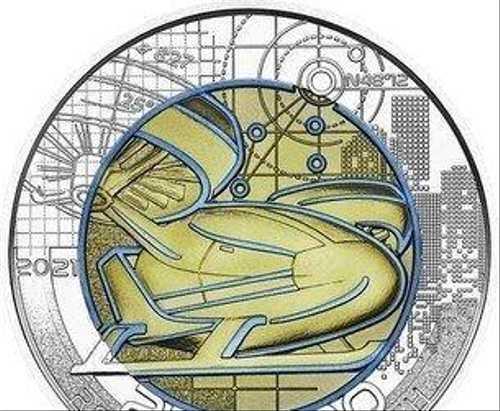 Монета Умная мобильность Ag ниобий Австрия 2021год