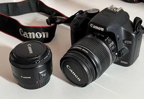 Canon EOS 500D + fit 18-55mm + EF 55mm f/1.8 II
